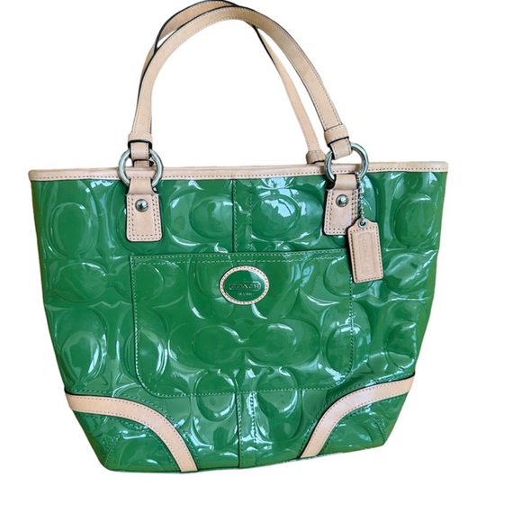 Coach | Bags | Coach Green Logo Tote Bag | Poshmark